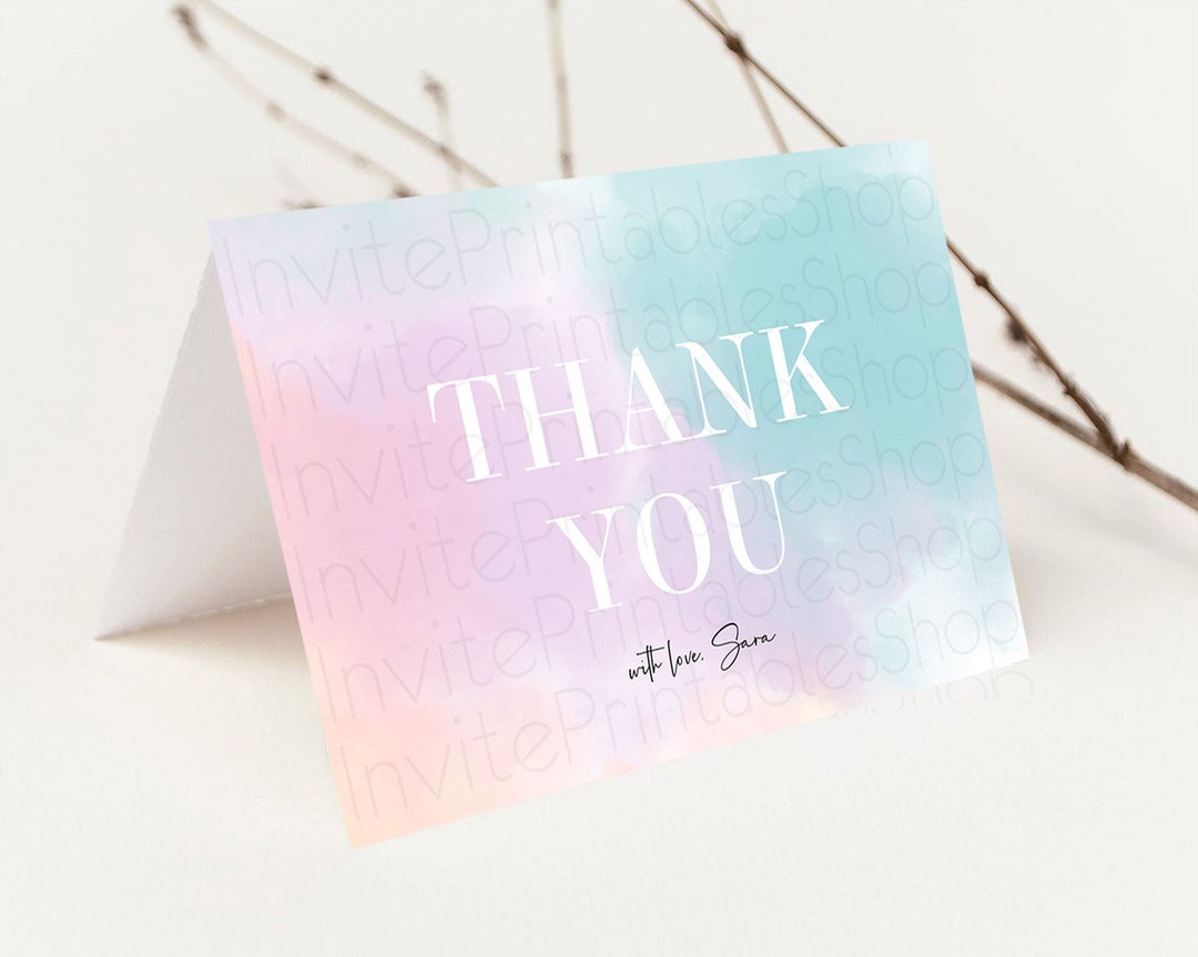 Pastel Thank You Rainbow Thank You Card Colorful Pastel Birthday Thank ...