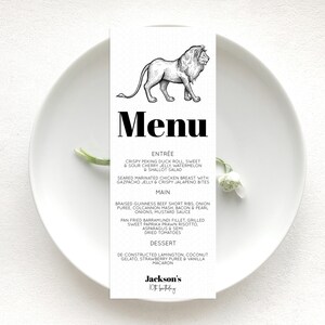 Lion Menu Lion Menu Template Lion Party Table Decor Safari Adventure ...