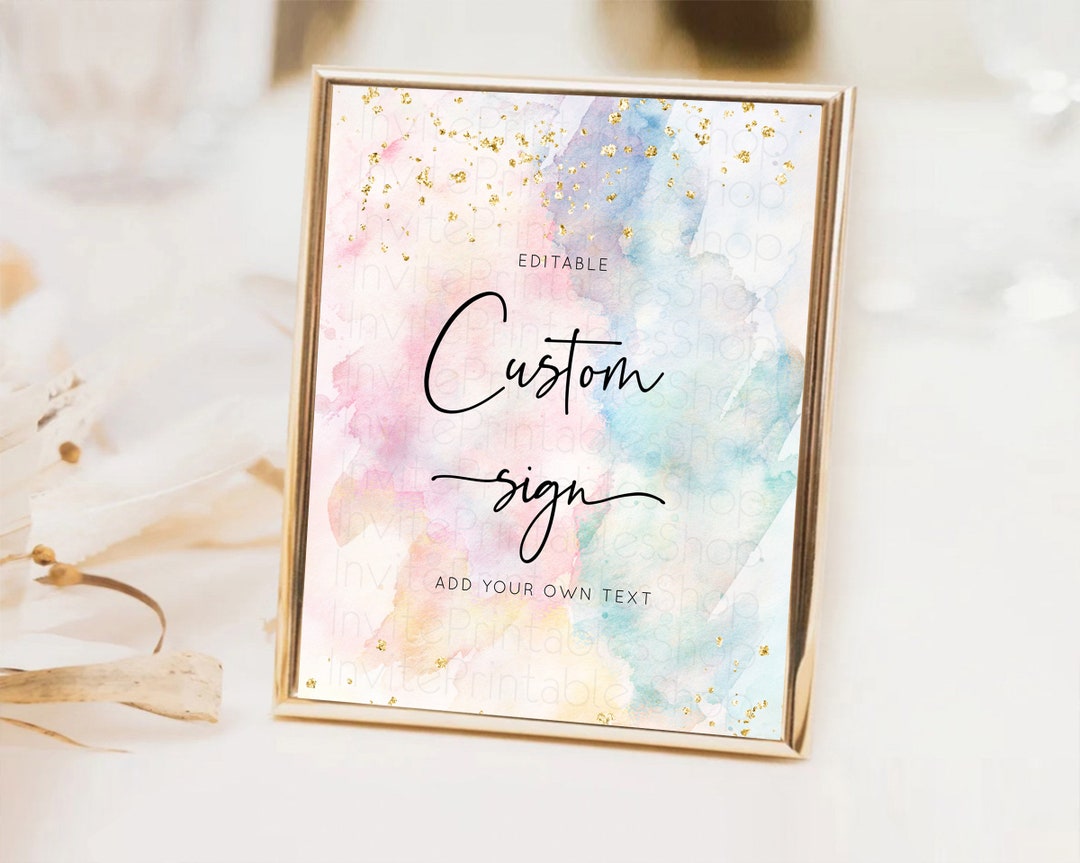 Pastel Sign Ombre Table Sign Decor Pastel Ombre Rainbow Watercolor ...