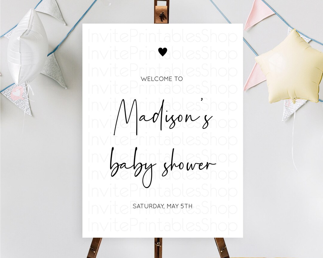 Minimalist Baby Showerwelcome Sign White Welcome Board Minimal White ...