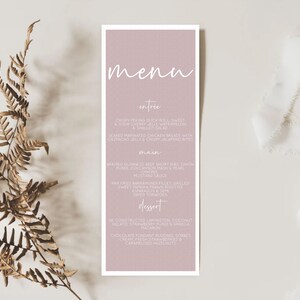 Pink Menu Pastel Pink Menu Template Pink Minimalist Table Decor Modern ...