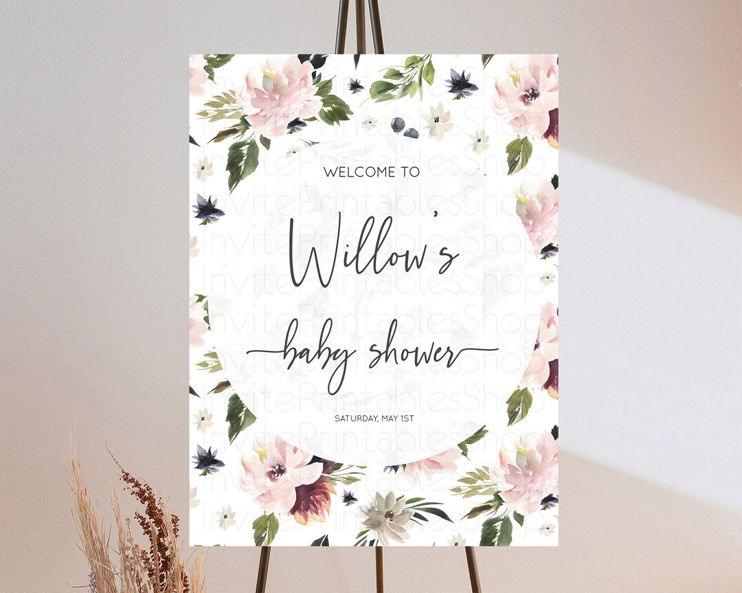 Secret Garden Baby Shower Welcome Sign Wildflower Welcome Board Pastel ...