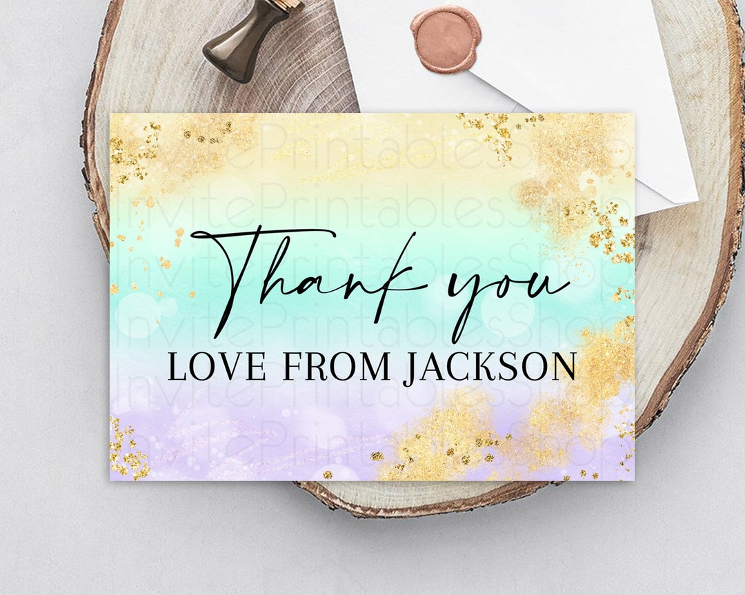 Pastel Thank You Rainbow Thank You Card Colorful Pastel Birthday Thank ...