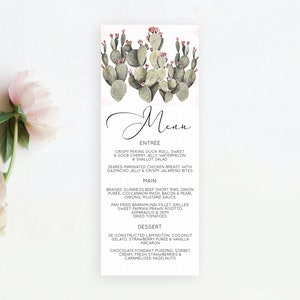 Prickly Pear Menu Template Prickly Pear Menu Cactus Table Decor ...