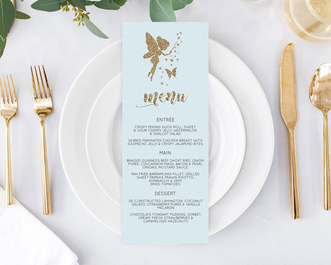 Fairy Menu Fairy Menu Template Enchanted Garden Pastel Floral Butterfly ...