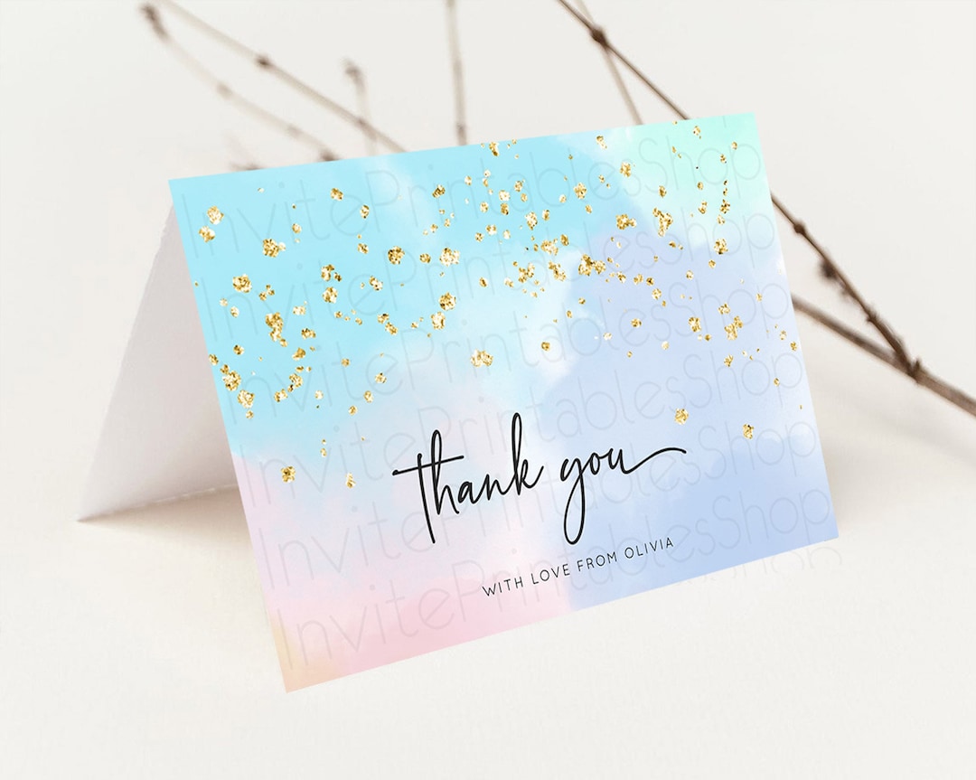 Pastel Thank You Rainbow Thank You Card Colorful Pastel Birthday Thank ...