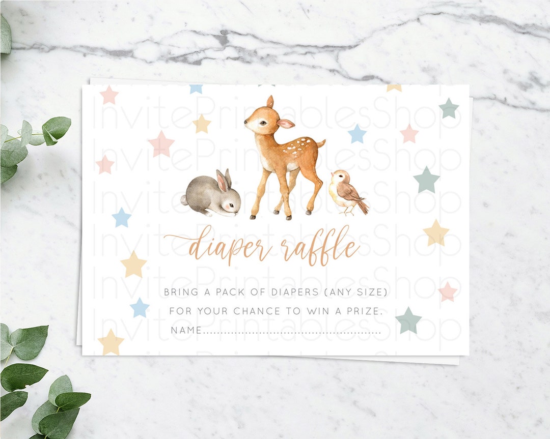 Fawn Diaper Raffle Card Deer Diaper Insert Floral Deer Diaper - Etsy