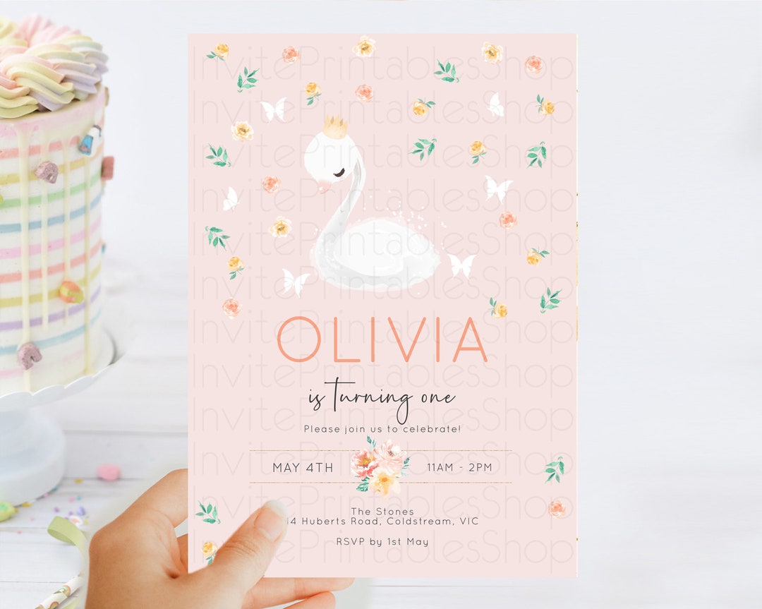 Swan Birthday Invitation Swan Princess Ballet Invitation Enchanted ...