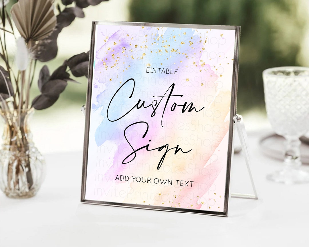 Pastel Sign Ombre Table Sign Decor Pastel Ombre Rainbow Watercolor ...