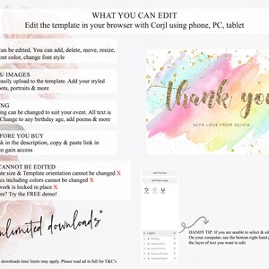 Pastel Thank You Rainbow Thank You Card Colorful Pastel Birthday Thank ...