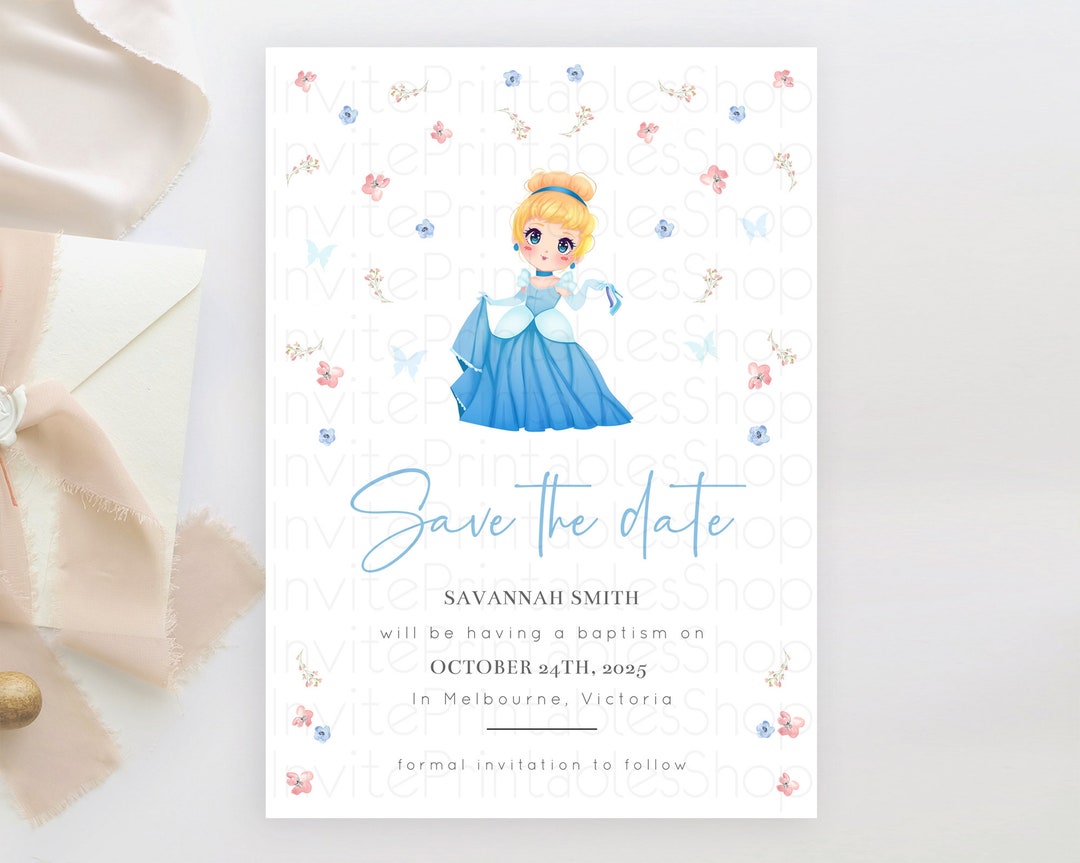 Princess Save the Date Template Secret Garden Enchanted Castle Pastel ...