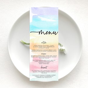 Pastel Menu Pastel Rainbow Menu Template Colorful Pastel Table Decor ...