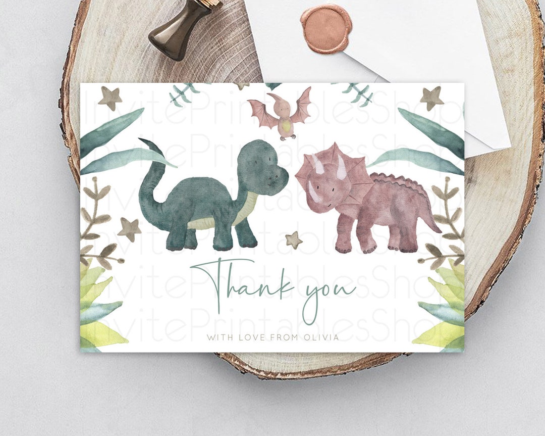 Dinosaur Thank You Dinosaur Volcano Thank You Card Dinosaur Birthday ...