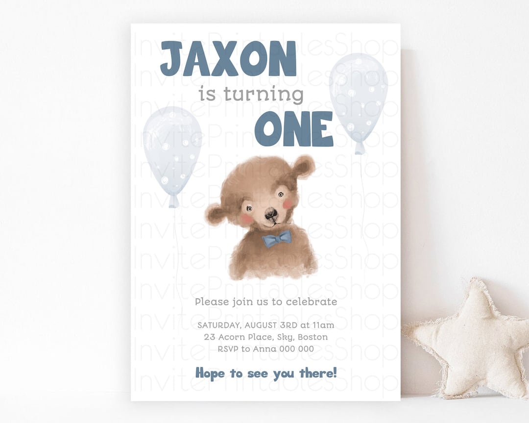 Bear Birthday Invitation Bear Invitation Forest Baby Invites Bear Woods ...
