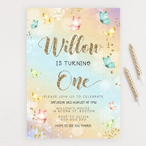 Pastel Butterfly Birthday Invitation Butterfly Birthday Invitation ...