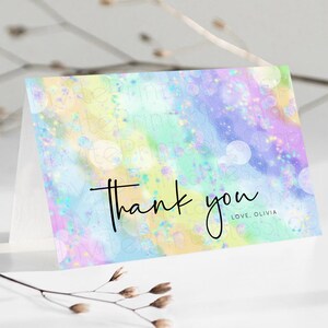 Pastel Thank You Rainbow Thank You Card Colorful Pastel Birthday Thank ...