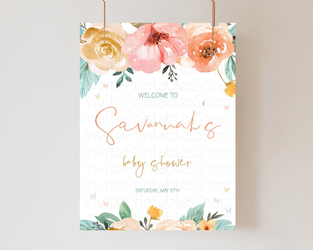 Secret Garden Baby Shower Welcome Sign Wildflower Welcome Board Pastel ...