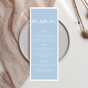 Blue Menu Pastel Blue Menu Template Blue Minimalist Table Decor Modern ...
