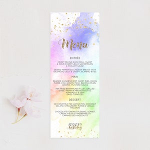 Pastel Menu Pastel Rainbow Menu Template Colorful Pastel Table Decor ...