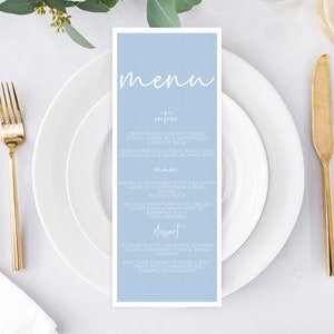 Blue Menu Pastel Blue Menu Template Blue Minimalist Table Decor Modern ...