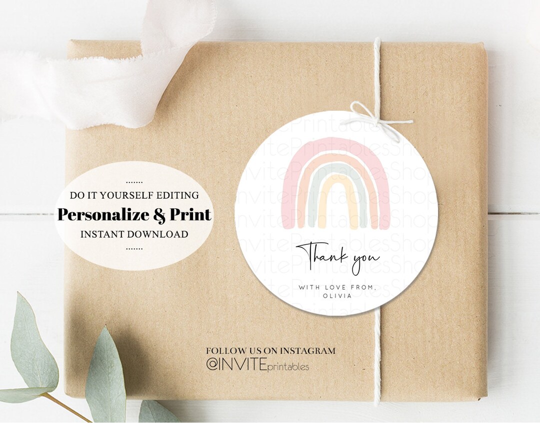 Rainbow Favor Tags, Boho Rainbow Gift Tags , Bonbonniere Tags, Thank ...