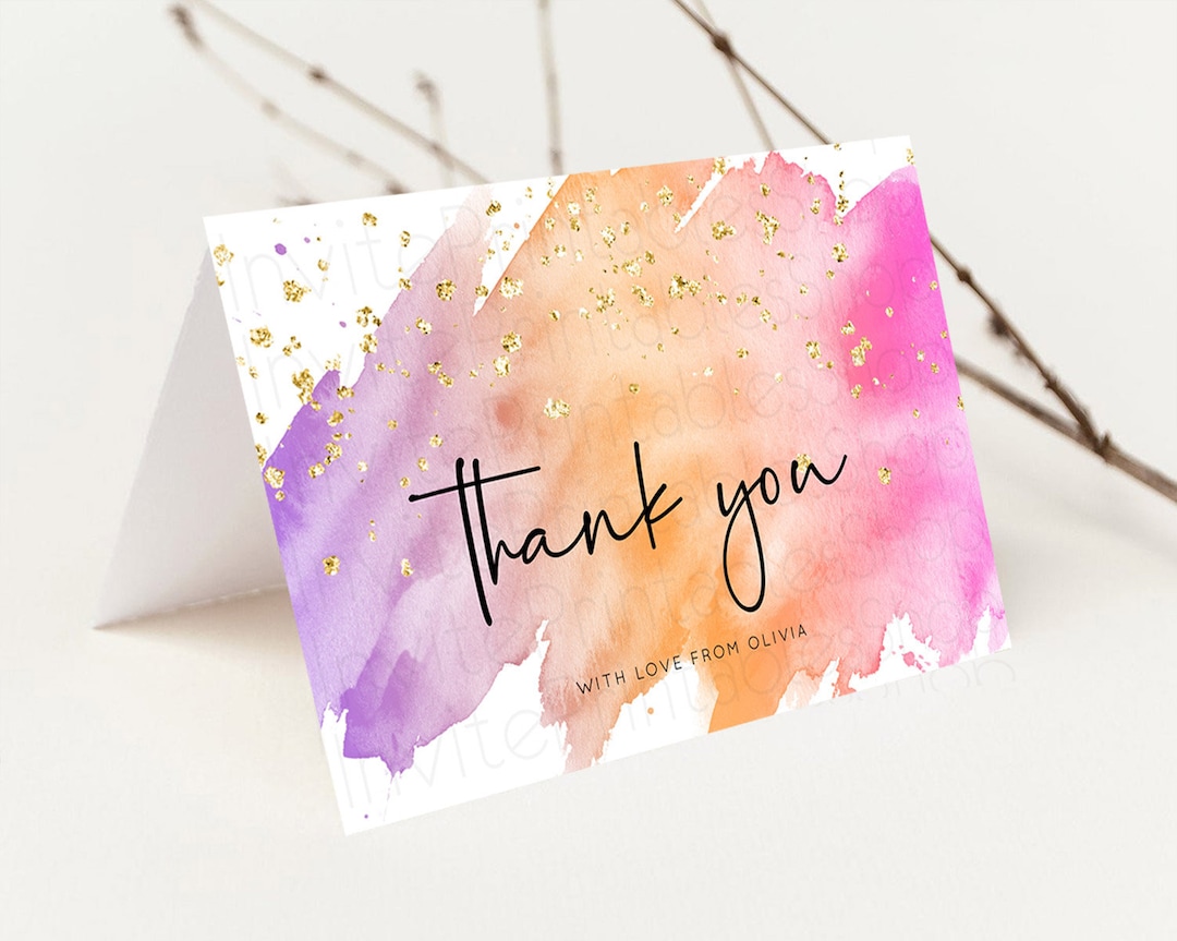 Pastel Thank You Rainbow Thank You Card Colorful Pastel Birthday Thank ...