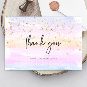 Pastel Thank You Rainbow Thank You Card Colorful Pastel Birthday Thank ...