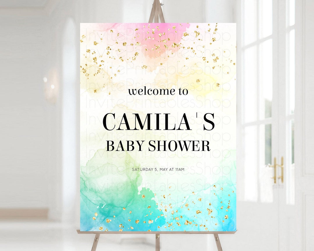 Pastel Baby Shower Welcome Sign Pastel Rainbow Welcome Sign Colorful ...
