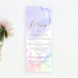 Pastel Menu Pastel Rainbow Menu Template Colorful Pastel Table Decor ...