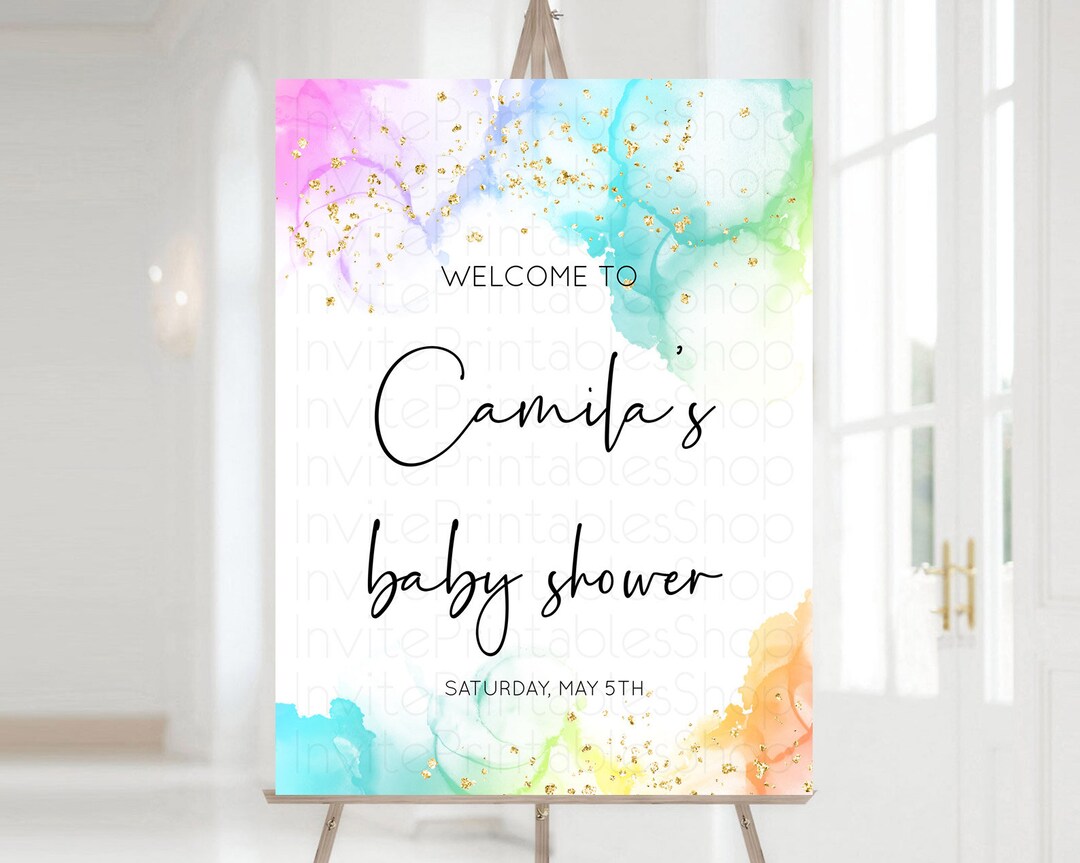 Pastel Baby Shower Welcome Sign Pastel Rainbow Welcome Sign Colorful ...