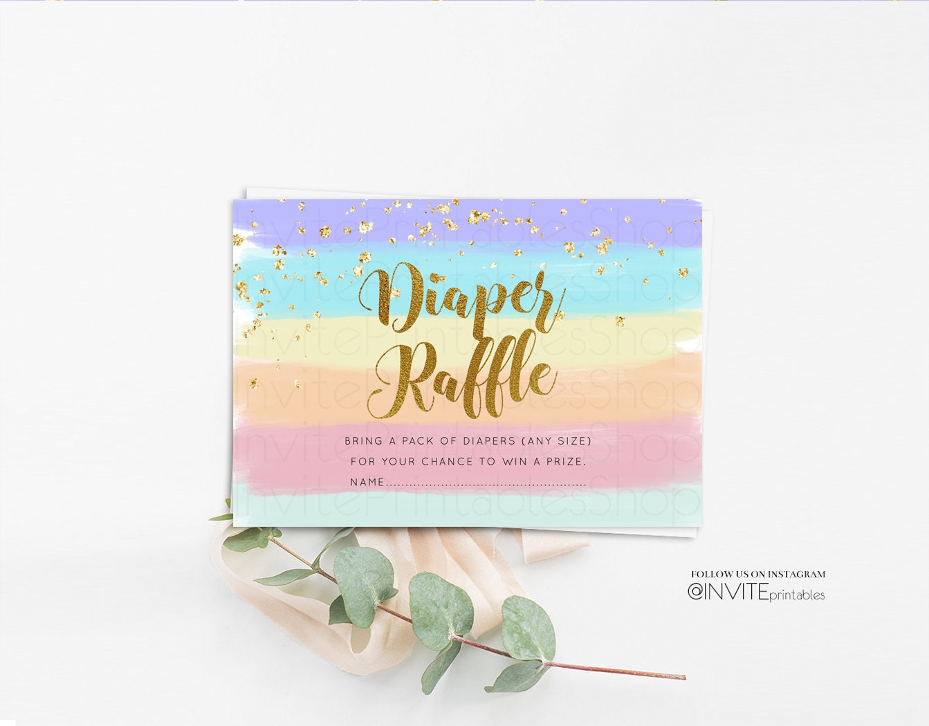 Paper & Party Supplies Rainbow Diaper Raffle Pastel Rainbow Diaper ...