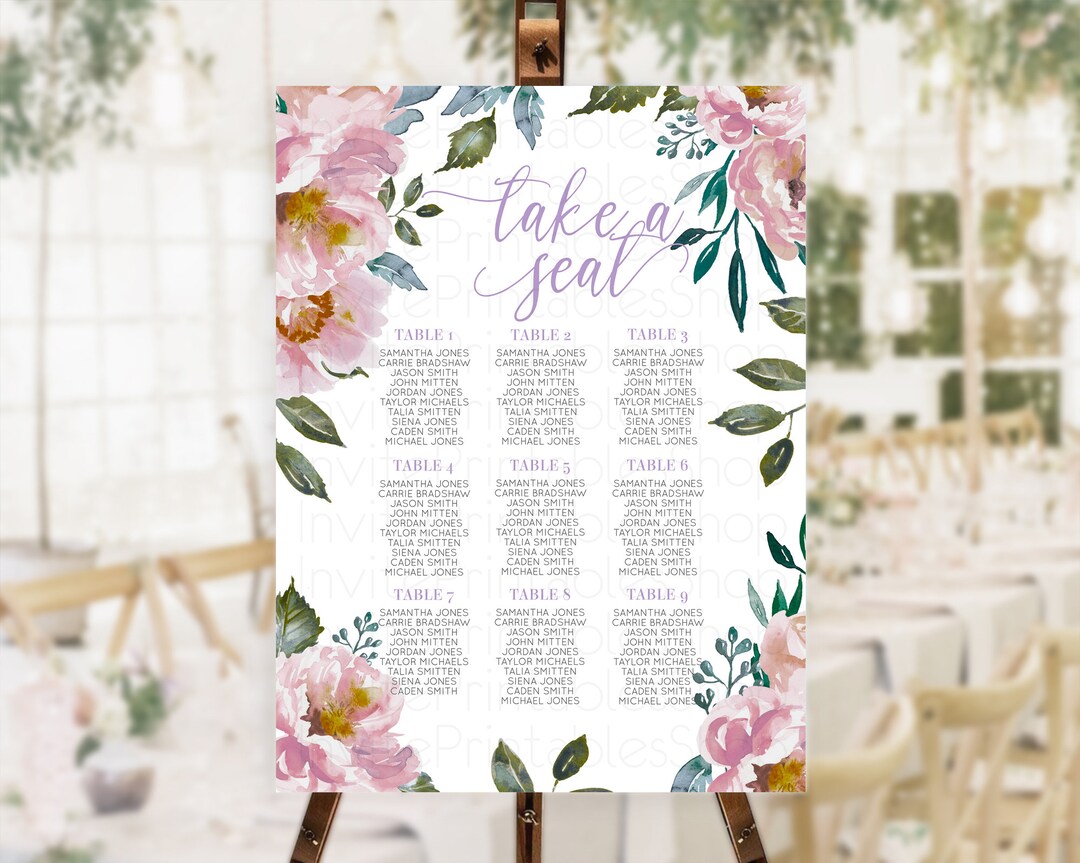 Secret Garden Seating Chart Wildflower Seating Chart Pastel Flowers ...
