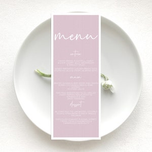 Pink Menu Pastel Pink Menu Template Pink Minimalist Table Decor Modern ...
