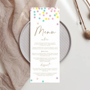 Star Menu Template Pastel Stars Menu Shooting Star Twinkle Little Star ...