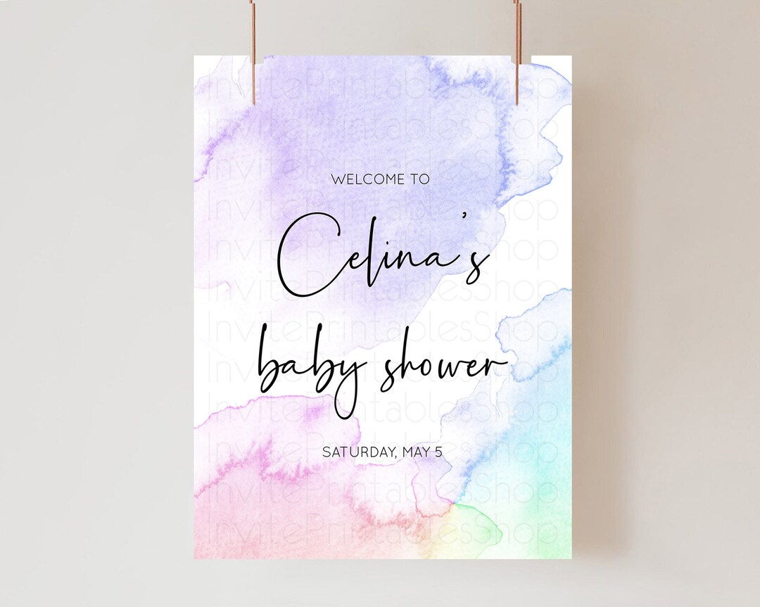 Pastel Baby Shower Welcome Sign Pastel Rainbow Welcome Sign Colorful ...