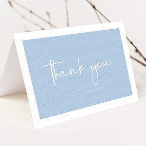 Blue Thank You Pastel Blue Thank You Card Blue Birthday Thank You Card ...