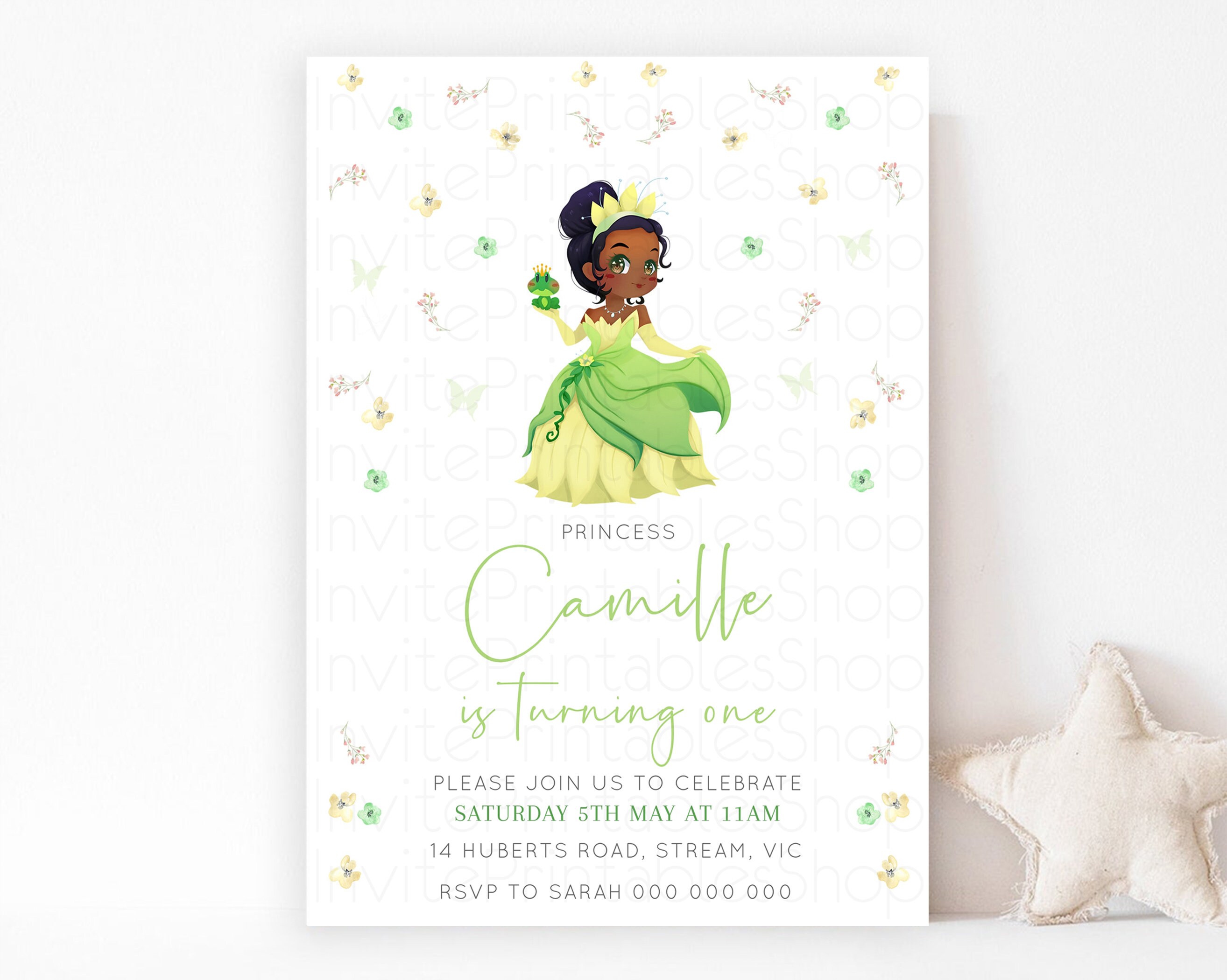 Princess Tiana Birthday Invitation Enchanted Castle Rose - Etsy