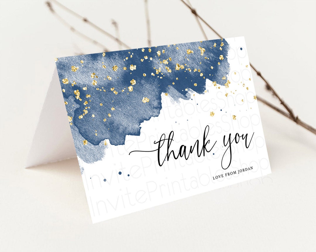Blue Thank You Blue Watercolor Thank You Card Pastel Blue Card Template ...