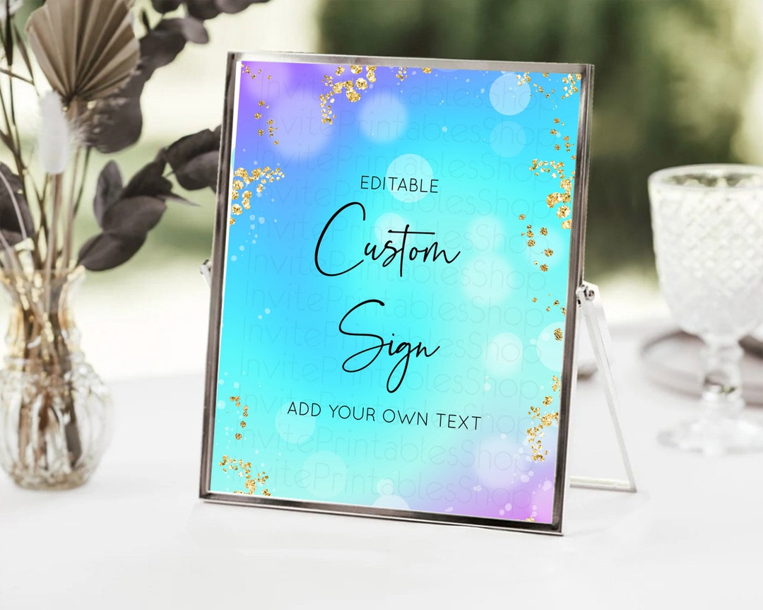 Mermaid Sign Sea Table Sign Decor Colorful Pastel Mermaid Under the Sea ...