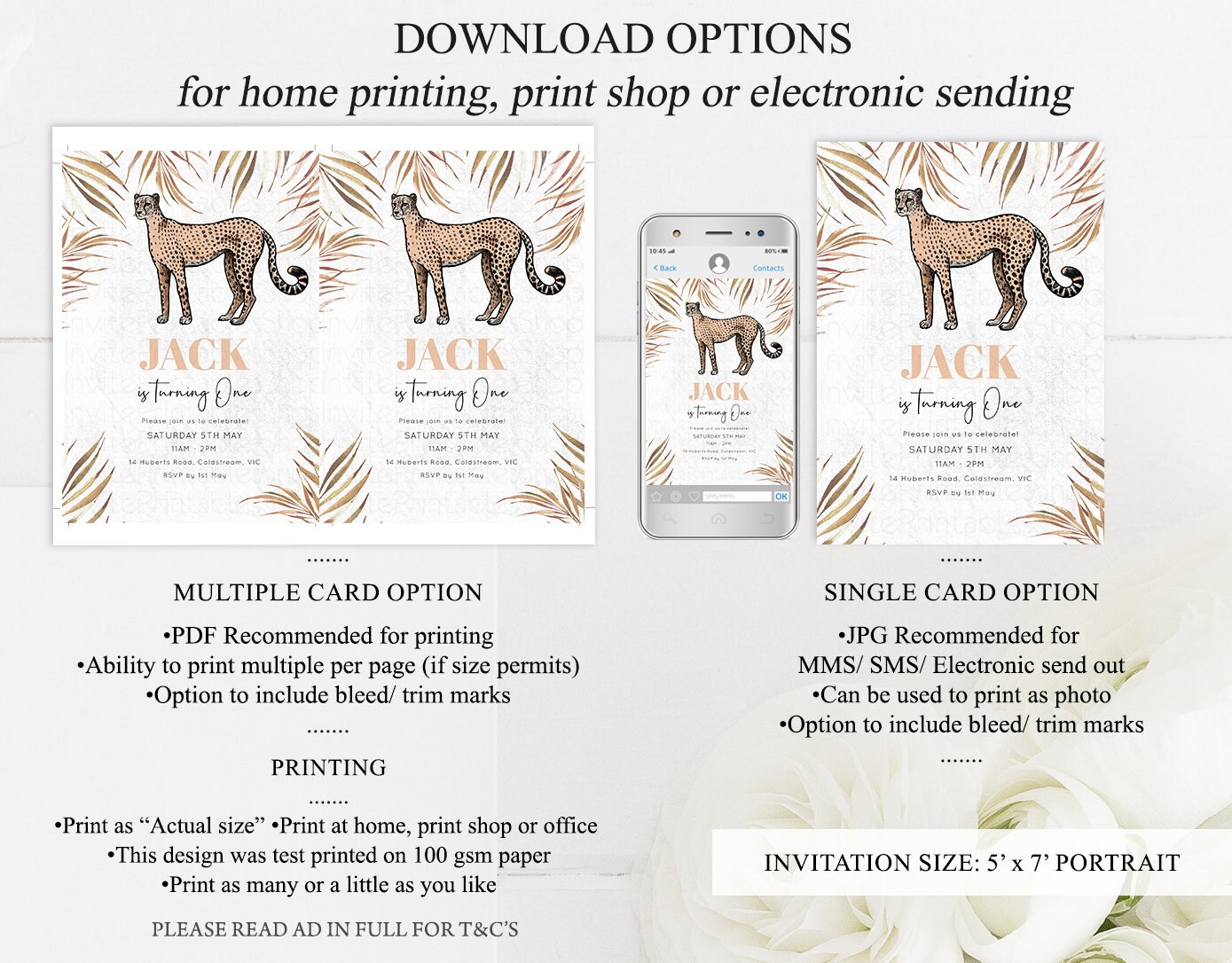 Cheetah Birthday Invitation Cheetah Invite Dried Tropical - Etsy