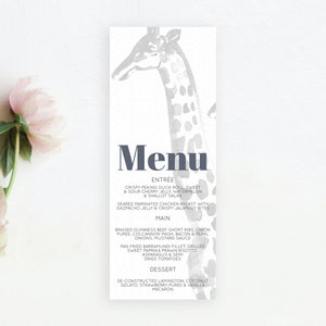 Giraffe Menu Giraffe Menu Template Giraffe Party Table Decor Safari ...