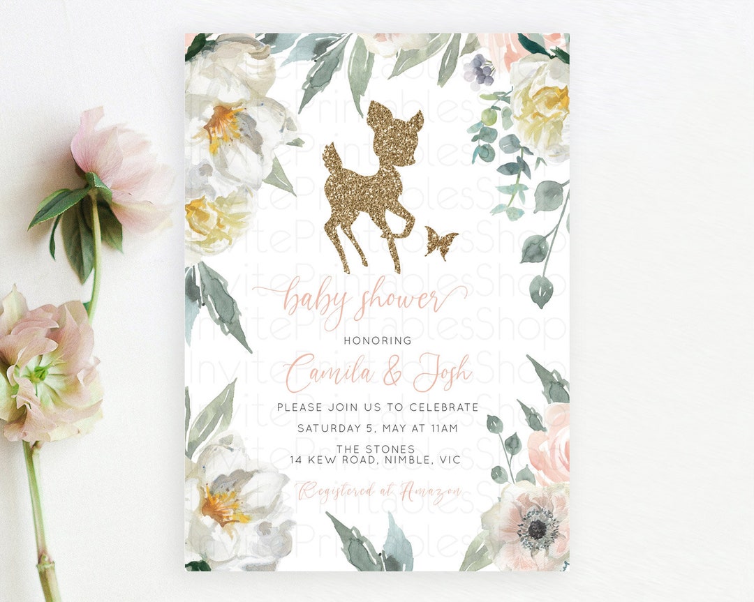 Fawn Baby Shower Invitation Deer Baby Shower Invites Enchanted Forest ...