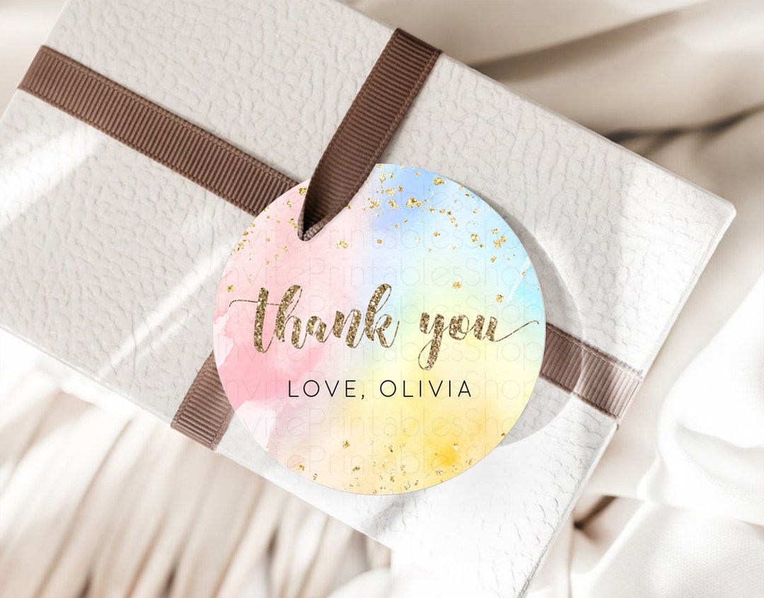 Pastel Thank You Tags Rainbow Thank You Gift Tags Colorful Pastel Favor ...