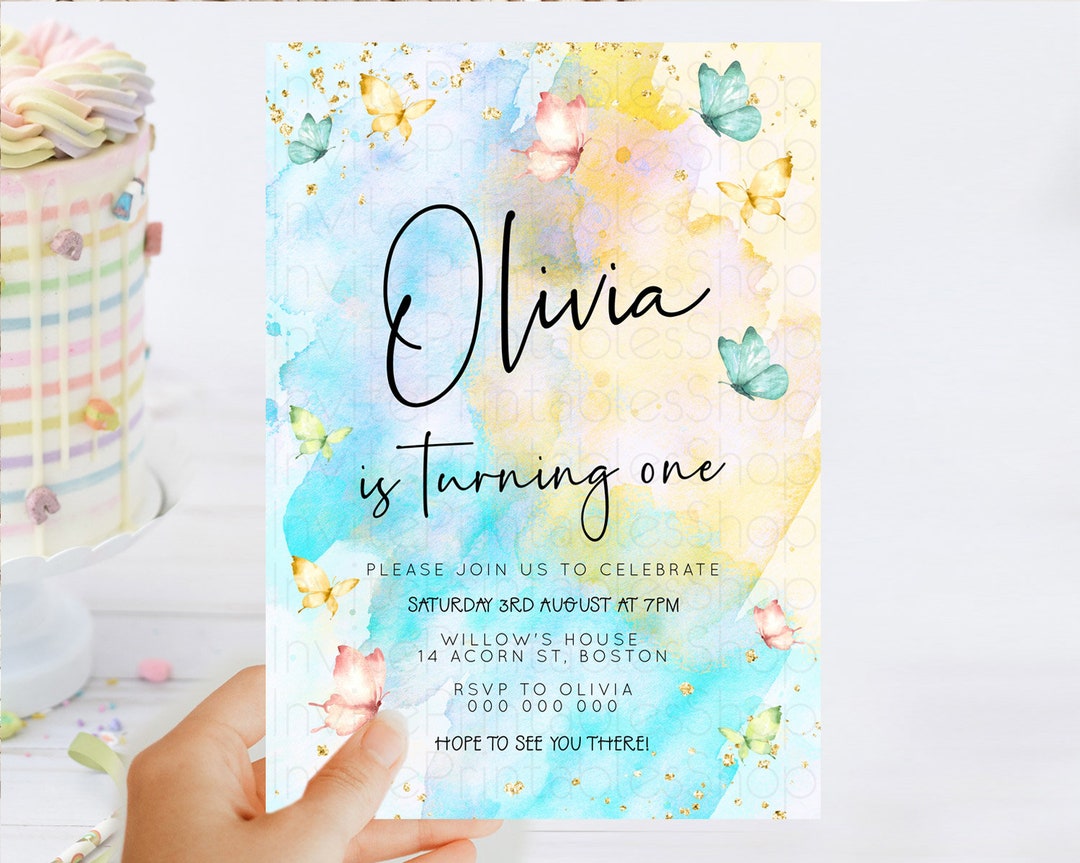 Pastel Butterfly Birthday Invitation Butterfly Birthday Invitation ...