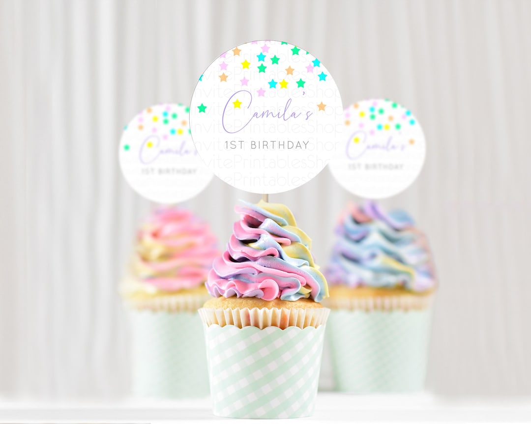 Star Cupcake Toppers Pastel Stars Cupcake Toppers Shooting Star ...