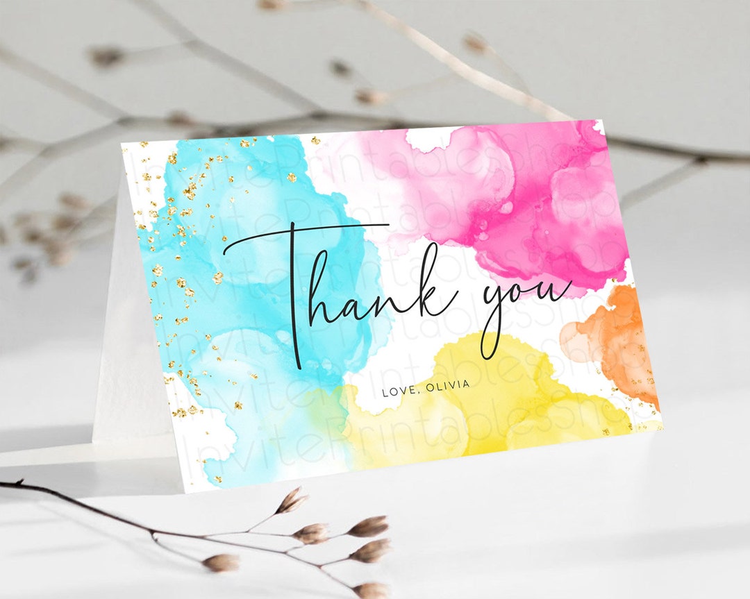 Pastel Thank You Rainbow Thank You Card Colorful Pastel Birthday Thank ...