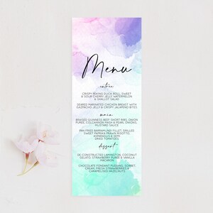 Pastel Menu Pastel Rainbow Menu Template Colorful Pastel Table - Etsy
