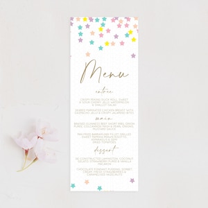 Star Menu Template Pastel Stars Menu Shooting Star Twinkle Little Star ...