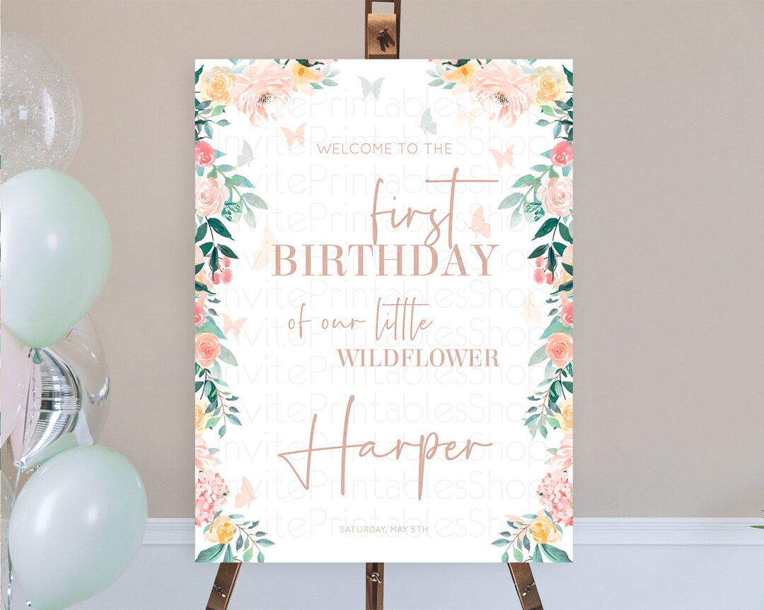 Secret Garden Welcome Sign Wildflower Welcome Board Pastel Flower ...