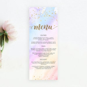 Pastel Menu Pastel Rainbow Menu Template Colorful Pastel Table Decor ...